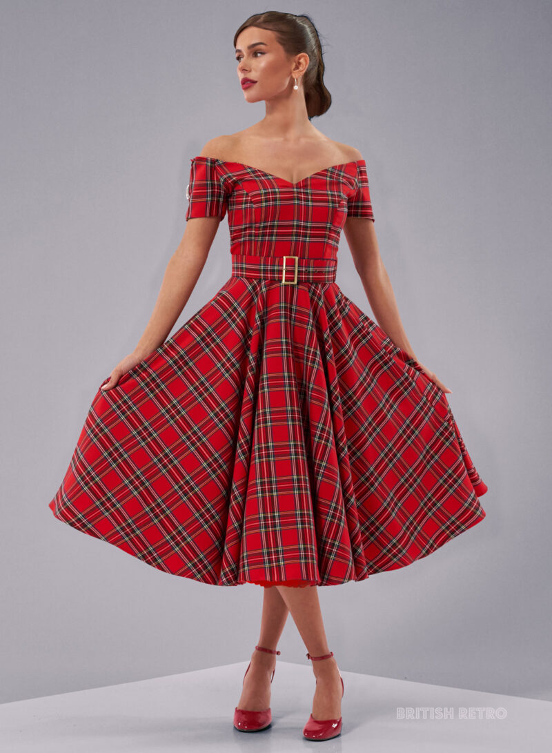 Dee Dee Royal Stewart Tartan Vintage 50s Full Circle Dress | British Retro