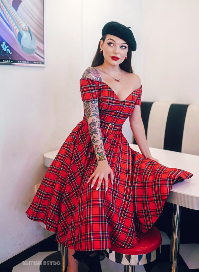 Dee Dee Royal Stewart Tartan Vintage 50s Full Circle Dress - British Retro