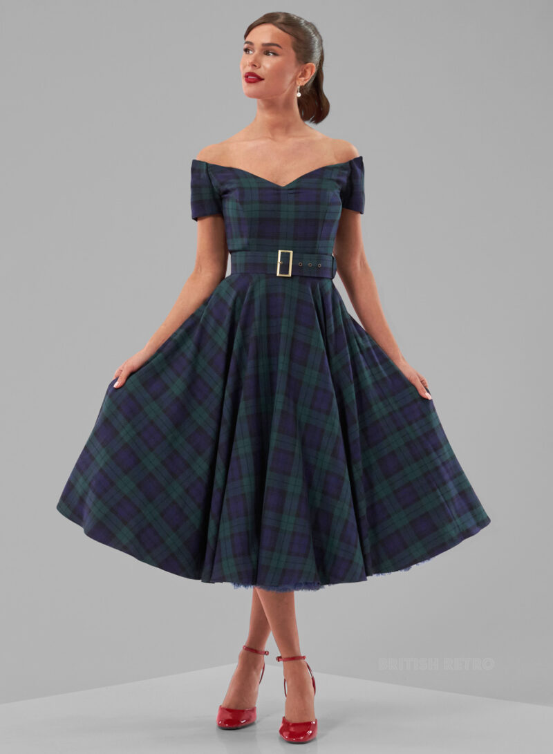 Dee Dee Black Watch Tartan Vintage 50s Full Circle Dress | British Retro