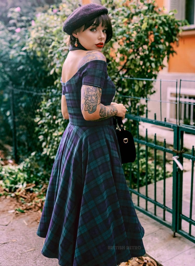 Dee Dee Black Watch Tartan Vintage 50s Full Circle Dress - British Retro