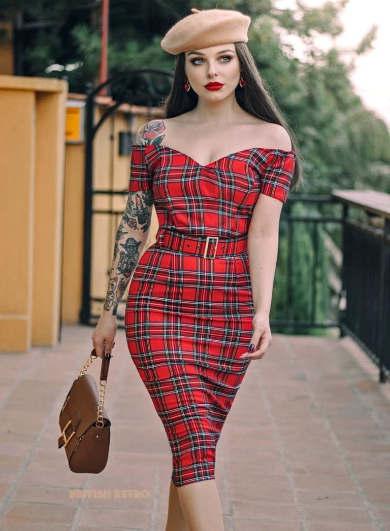 Dee Dee Royal Stewart Tartan Vintage 50s Full Circle Dress | British Retro