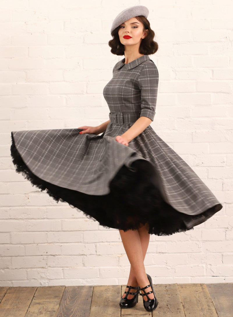 Little Nell Smoke Check 50's Full Circle Dress | British Retro