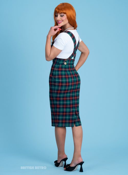 'Dixie Doll' Clan Green Tartan 50s Style Pencil Skirt | British Retro