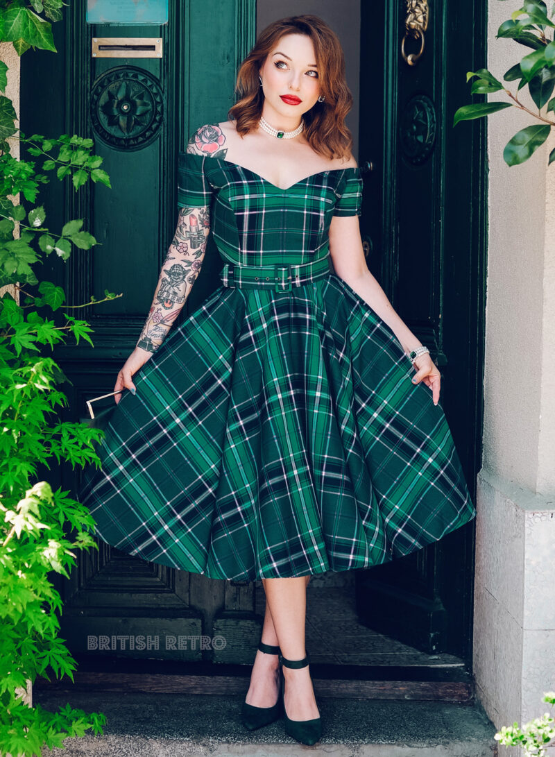 Dee Dee Abercrombie Green Tartan Vintage Style Full Circle Dress
