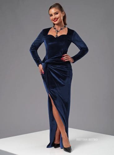 Ava Gardner Midnight Blue Velvet 50s Style Evening Dress. Last Chance ...