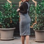 'Dixie Doll' Brushed Check Blue Vintage Pencil Skirt | British Retro
