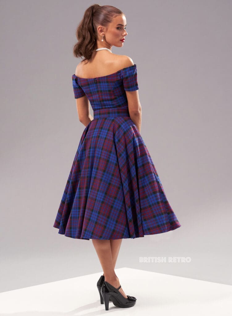 Dee Dee' Mulberry Tartan 50s Style Full Circle Dress | British Retro