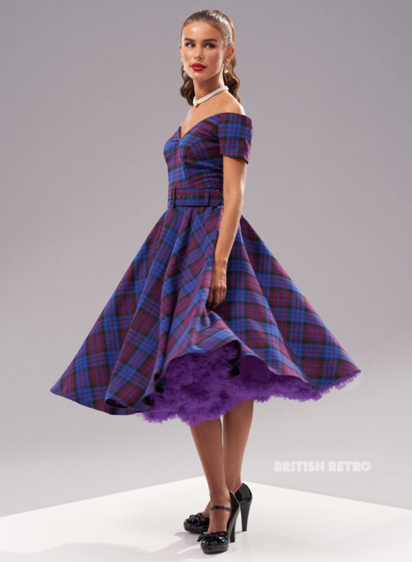 Dee Dee' Mulberry Tartan 50s Style Full Circle Dress | British Retro