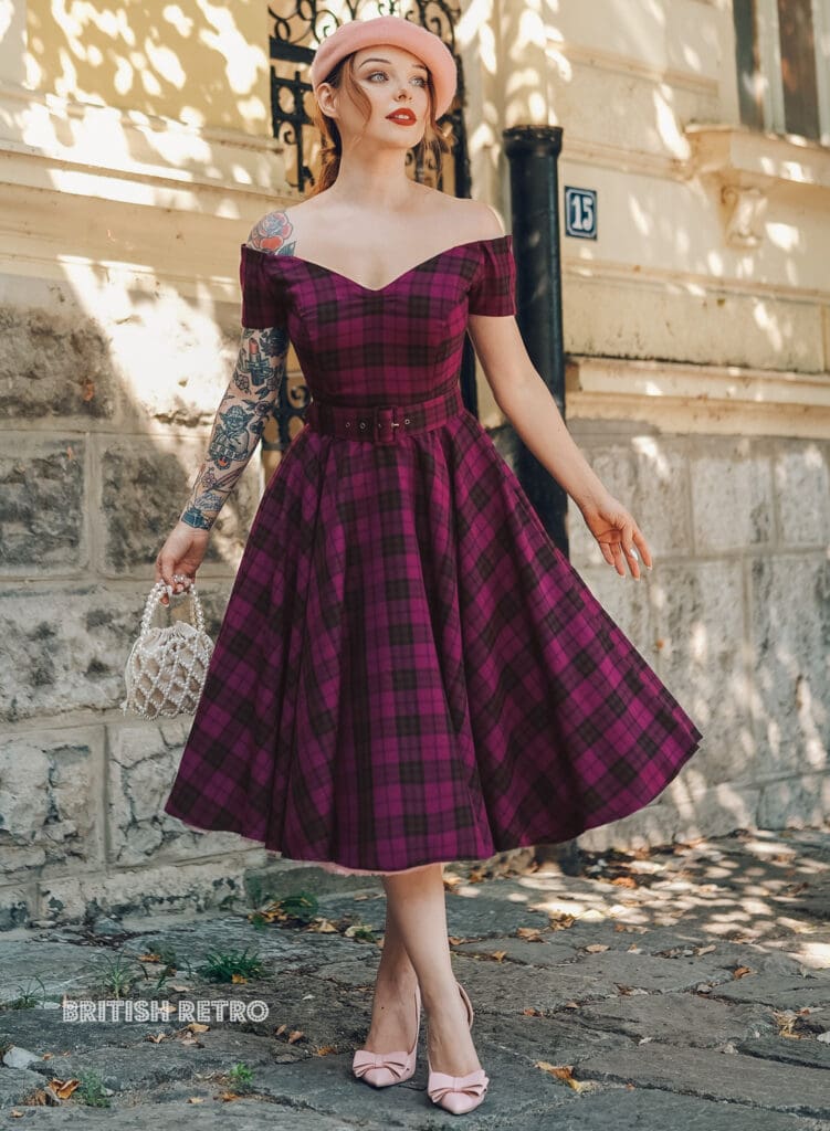'Dee Dee' Lindsay Tartan 50s Style Full Circle Dress | British Retro