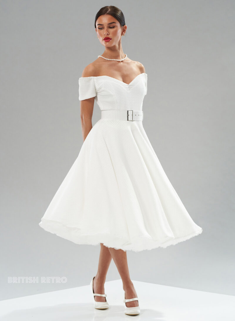 Dee Dee Crochet Ivory Vintage Style Full Circle Dress | British Retro