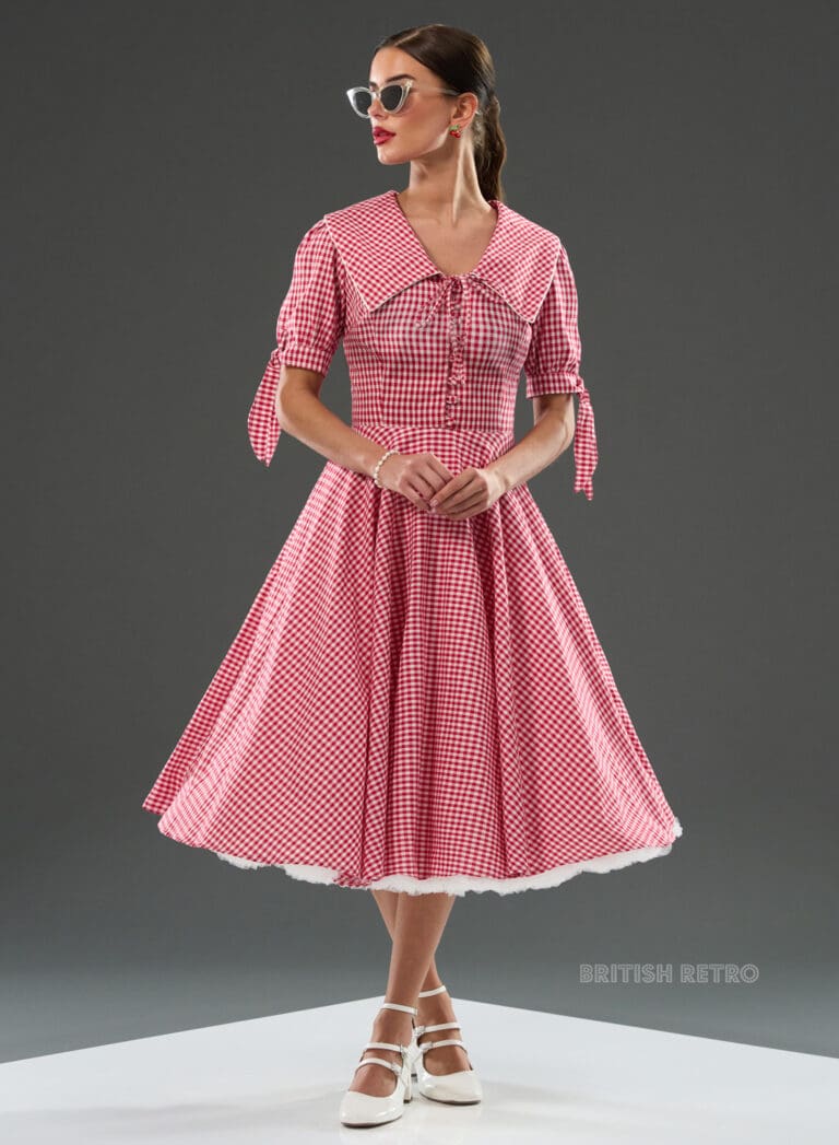 Florence Gingham Red 50s Style Dress | British Retro